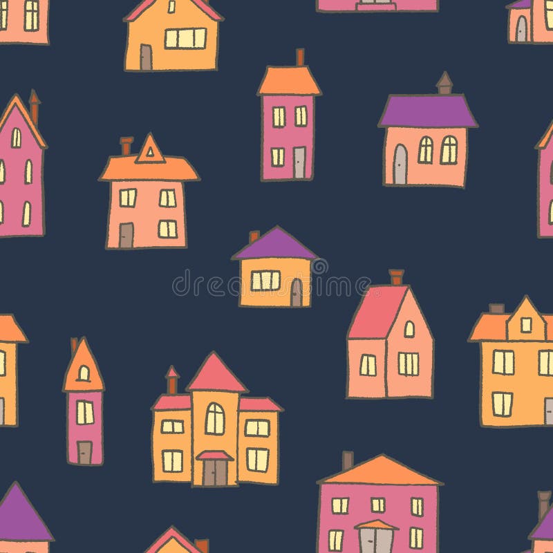 Town Background - Vector Seamless Pattern Stock Vector - Illustration ...
