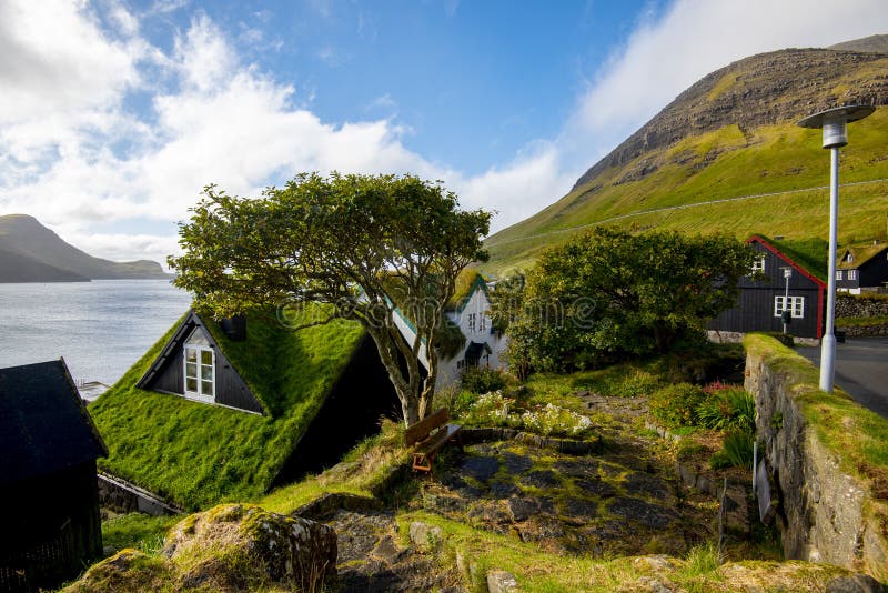 Town of Bour stock photo. Image of tourism, faroe, house - 347275552