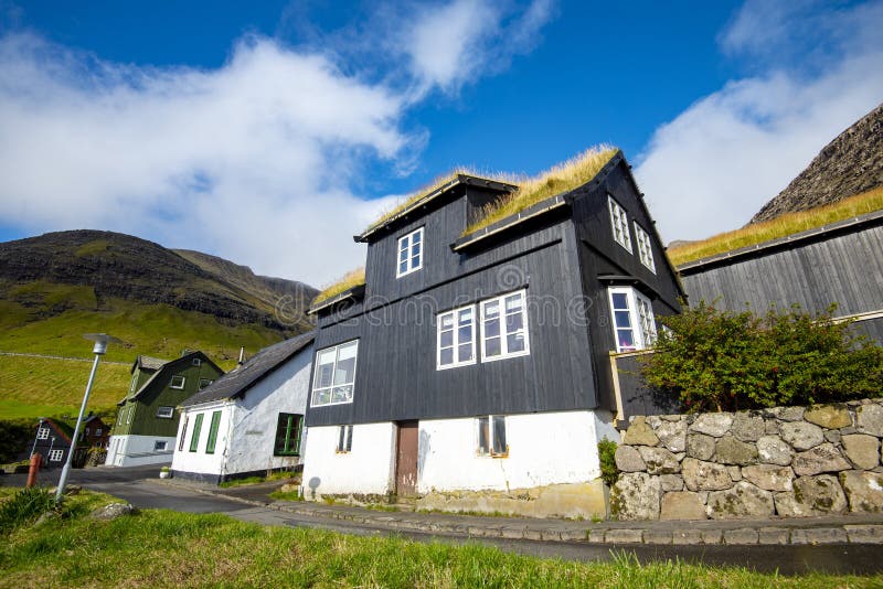 Town of Bour stock image. Image of turf, view, scandinavian - 371546911