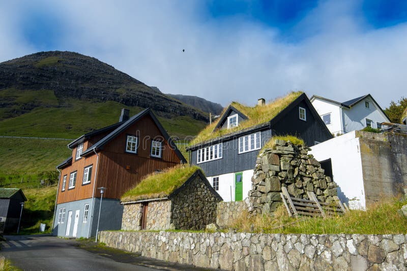 Town of Bour stock image. Image of vagar, faroe, village - 376756677