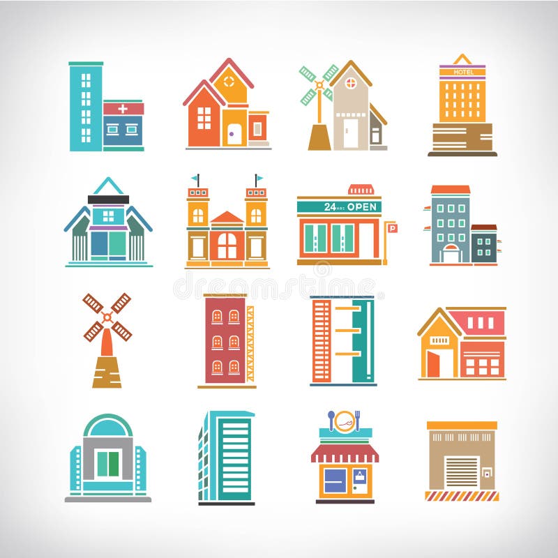 Town Buildings set stock illustration. Illustration of burg - 37068413