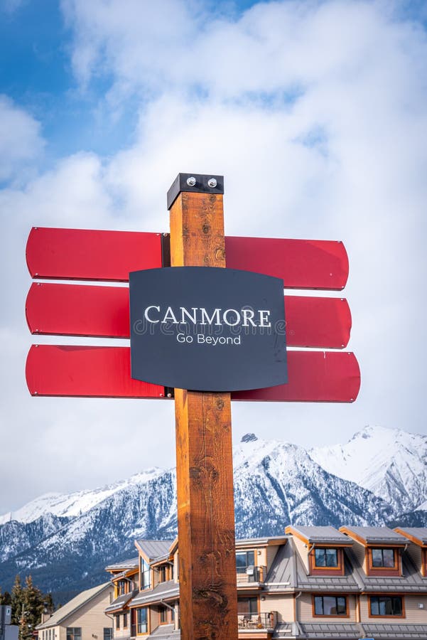 Town of Canmore signage editorial stock image. Image of canadian ...