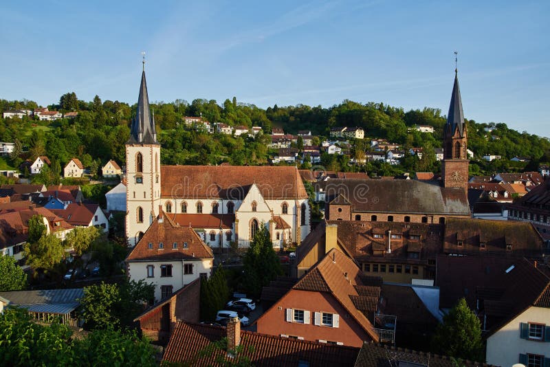 Town center of weingarten stock image. Image of roofs - 92681443