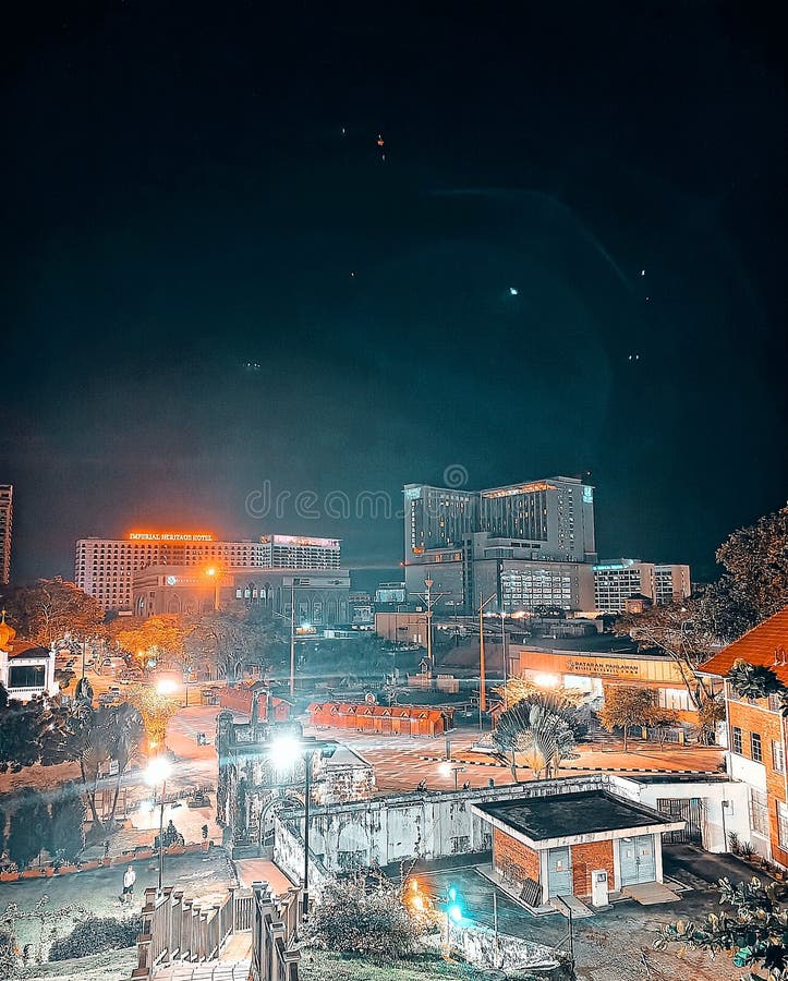 Town editorial image. Image of downtown, night, dusk - 265024395