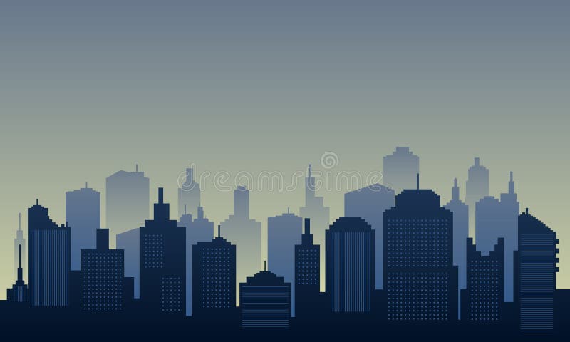 Town City of Silhouette in the Morning Stock Illustration ...