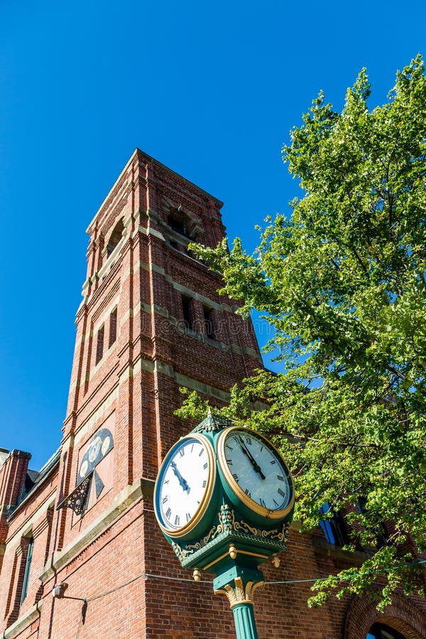 Old Brick Clock Tower in Seattle Stock Photo - Image of brick, time ...