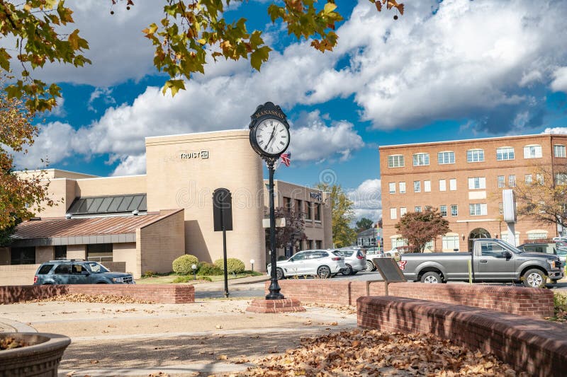 The Town Clock in the Town of Manassas at the Station Square Editorial ...