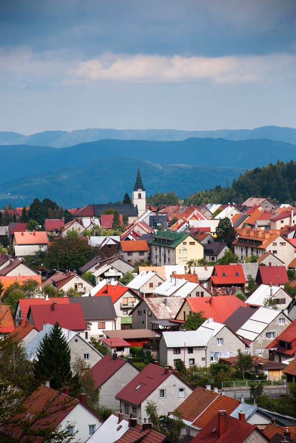 Town Delnice, Croatia stock image. Image of church, hills - 40051143