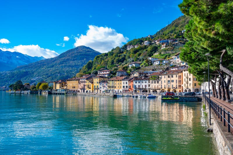 The Town of Domaso, on Lake Como Stock Image - Image of panorama ...