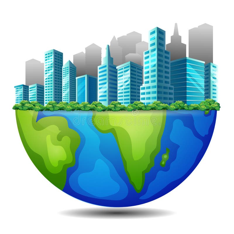Town on the earth stock vector. Illustration of environmental - 114820762