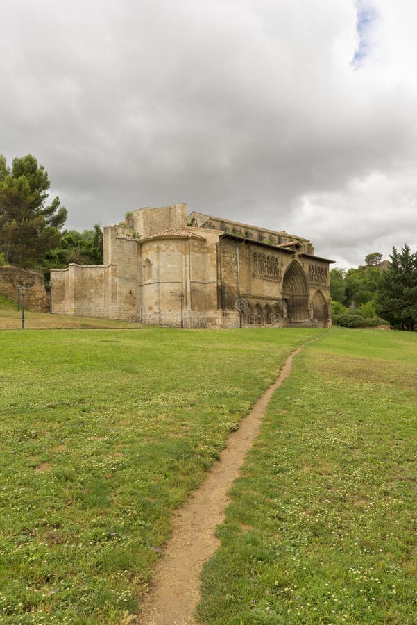 The town of Estella stock image. Image of road, church - 97539645