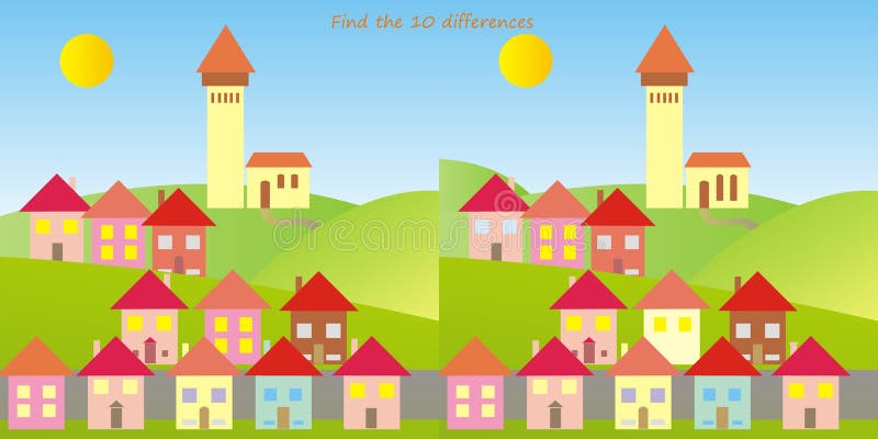 House-find 10 differences stock illustration. Illustration of chicken ...