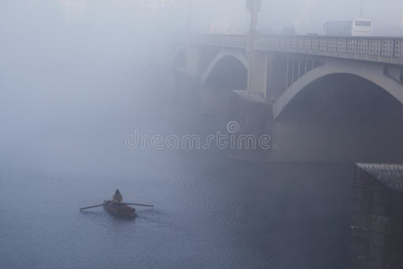 Man walking fog 1 stock image. Image of countryside, walking - 54221079