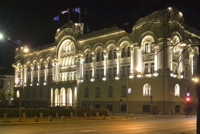 Town Hall, City Administration House by Night Stock Photo - Image of ...
