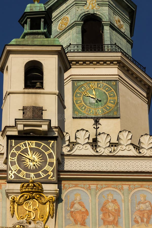 Town Hall Clock Tower. Poznan. Poland Stock Image - Image of colourful ...