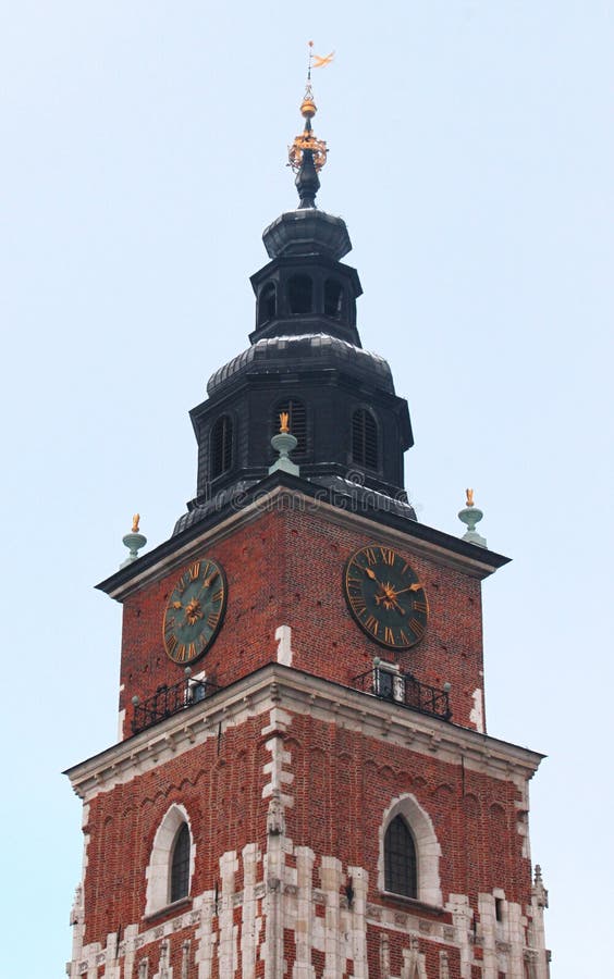 Town Hall with Clock in Winter Stock Image - Image of tower, poland ...