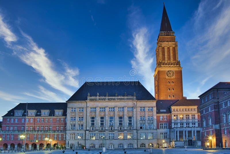 Town Hall in the Evening in Kiel, Germany Editorial Stock Image - Image ...