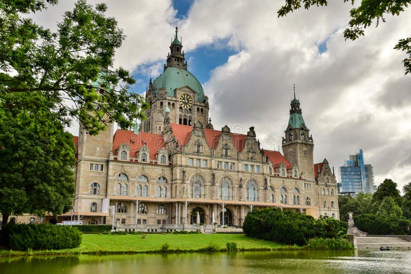 The town hall of Hanover stock photo. Image of hall, maschpark - 58328580
