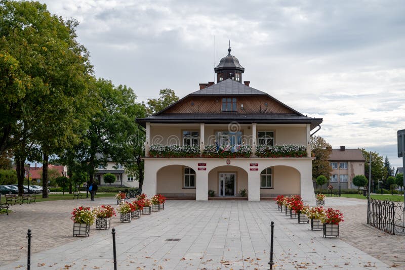Town Hall and Mayor S Office in the Main Square of Narol, Poland ...