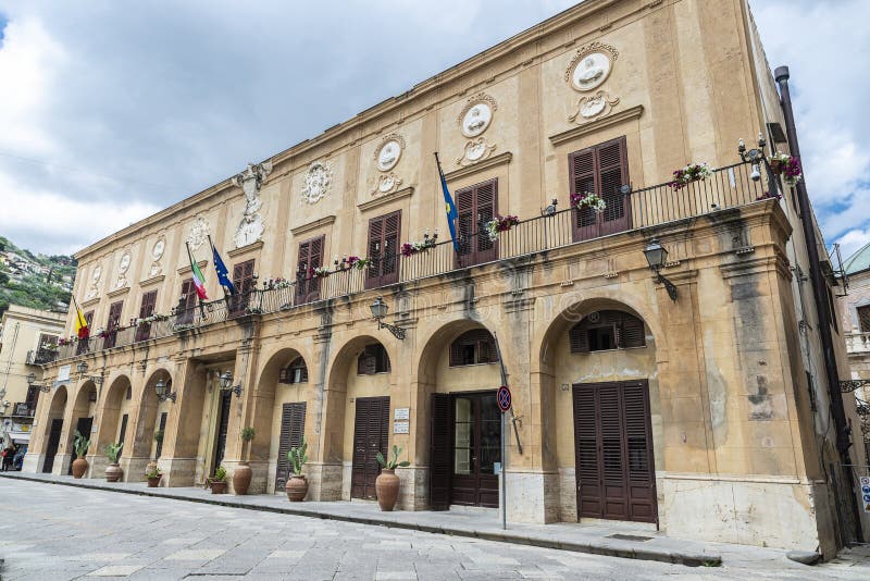 Town Hall of Monreale, Palermo, Sicily, Italy Stock Image - Image of ...