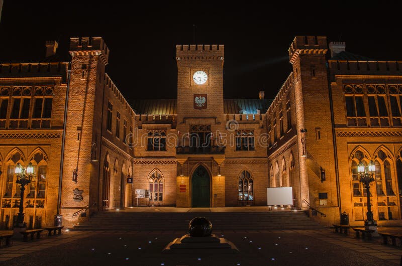 Town hall at night stock photo. Image of pomerania, town - 78793972