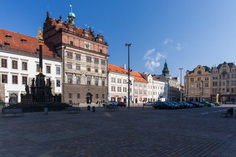 The Town Hall on Republic Square, Plzen Editorial Stock Photo - Image ...