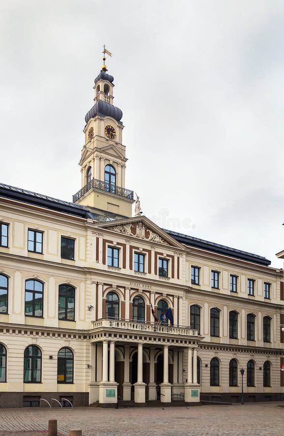 Town hall, Riga stock image. Image of clock, house, exterior - 38477407