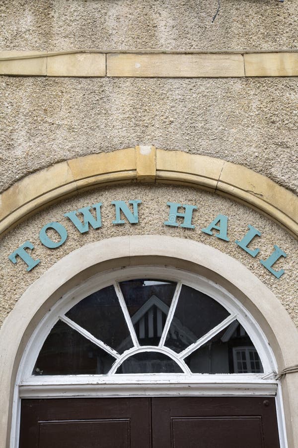 Town Hall Sign stock photo. Image of window, door, building - 96730014