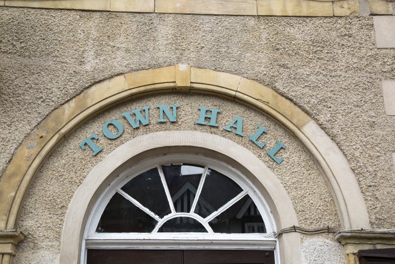 Town Hall Sign stock image. Image of facade, arcade, council - 96730153