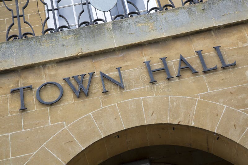 Town Hall Sign stock image. Image of window, arch, brick - 96731491