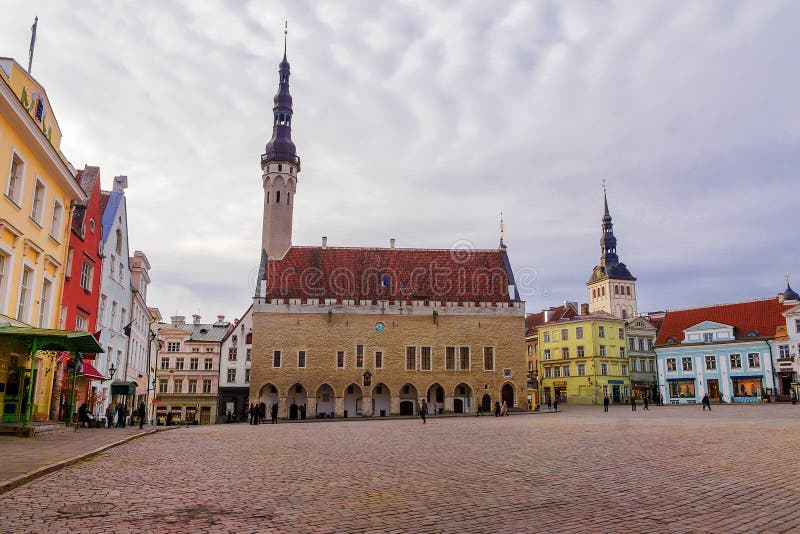 Town Hall Square in Tallinn Stock Image - Image of restaurant, estonia ...