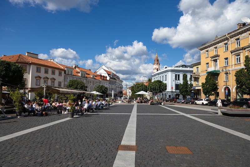 Town Hall Square in Vilnius at Summer Editorial Photo - Image of ...