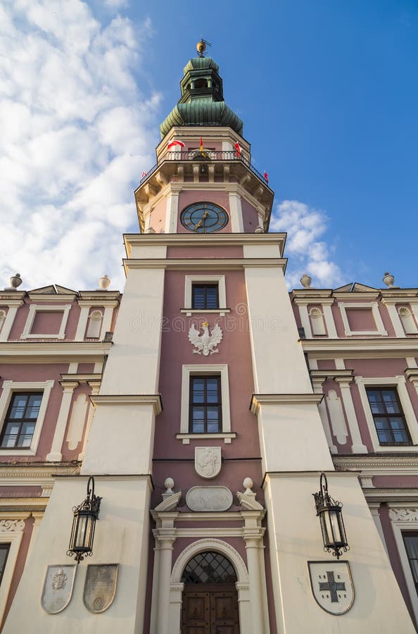 Town Hall Tower with the Big Old Clock Stock Photo - Image of historic ...