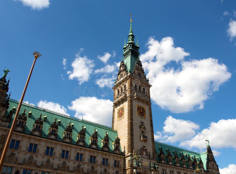 Town Hall in the Town Square in Hamburg Stock Photo - Image of town ...
