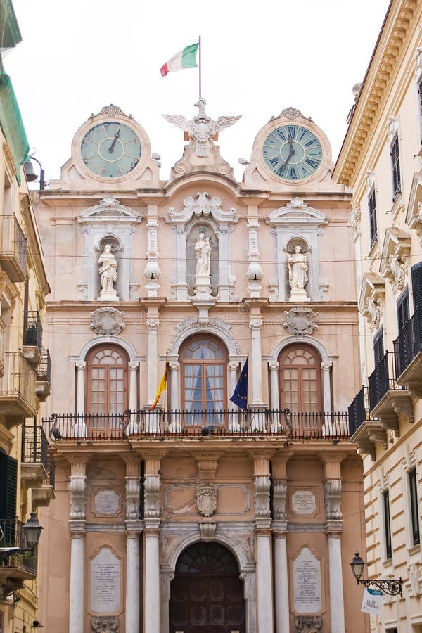Town Hall of Trapani, Italy Stock Photo - Image of statue, hall: 58072322