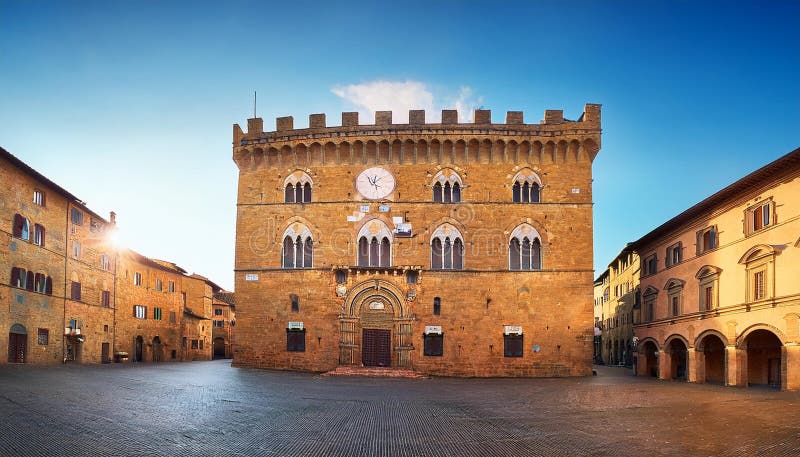 Town Hall in Tuscany, Medieval Gothic Architecture, AI Generated Stock ...