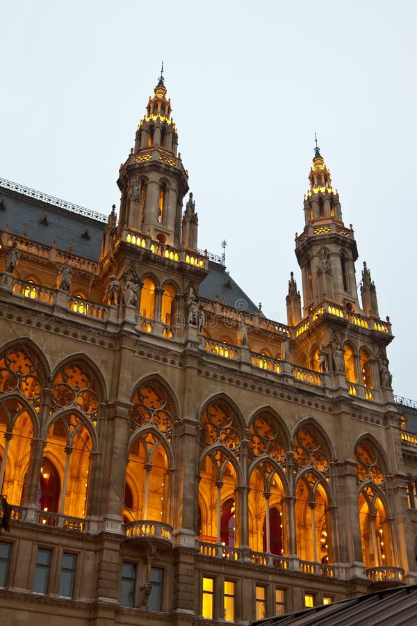 Town Hall in Vienna, Austria Stock Photo - Image of evening, light ...