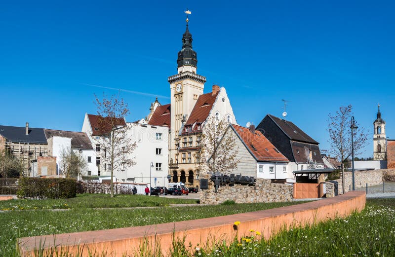 Town hall in Werdau,Saxony stock image. Image of industrial - 193384911