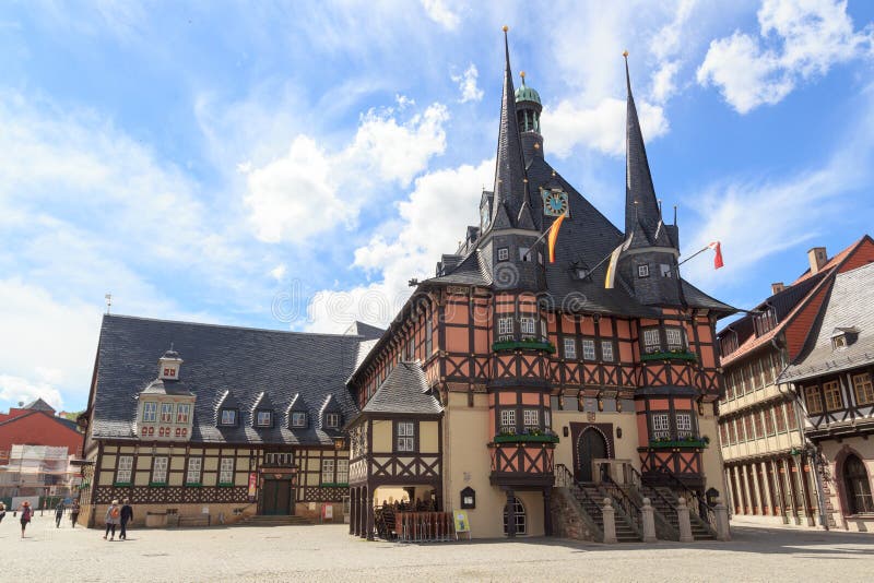 Town Hall Wernigerode with Timber Facade in Harz, Germany Stock Photo ...