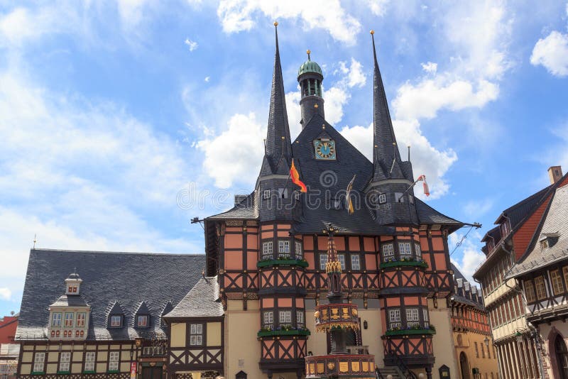 Town Hall Wernigerode with Timber Facade in Harz, Germany Stock Photo ...