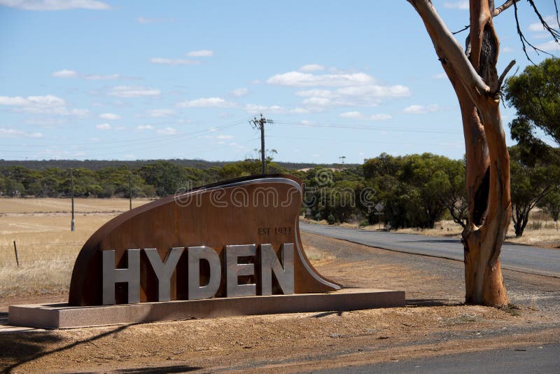 Town of Hyden Welcome Sign stock image. Image of wave - 275707801