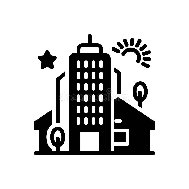 Black Solid Icon for Town, City and Building Stock Vector ...