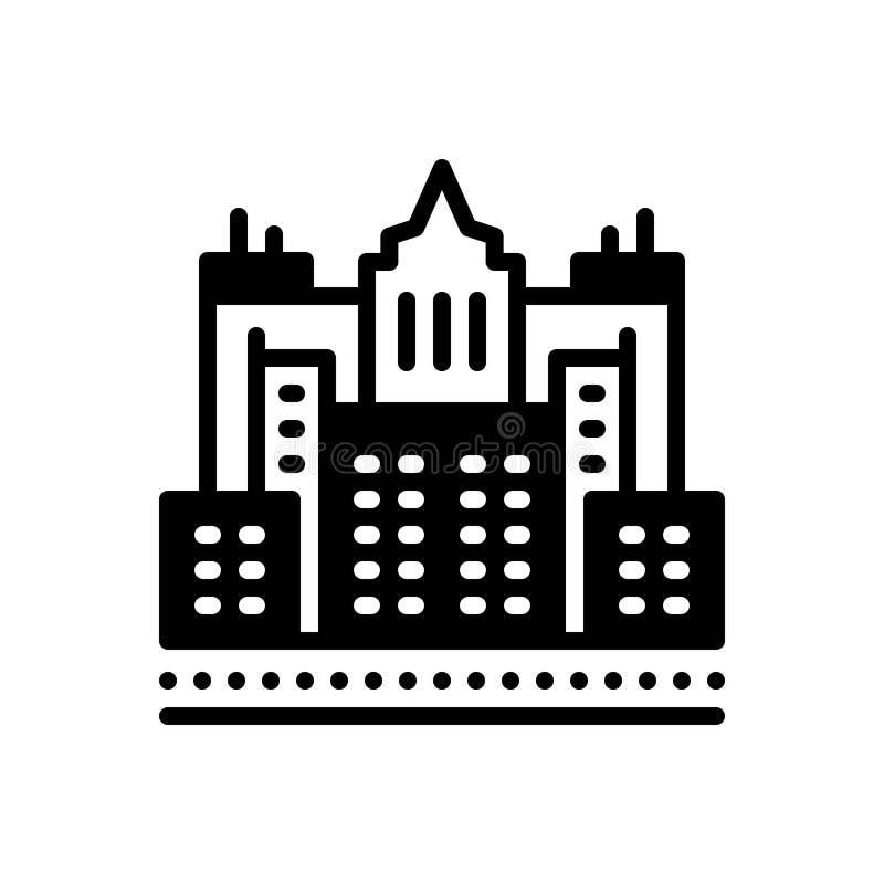 Black Solid Icon for Town, City and Townhouse Stock Illustration ...