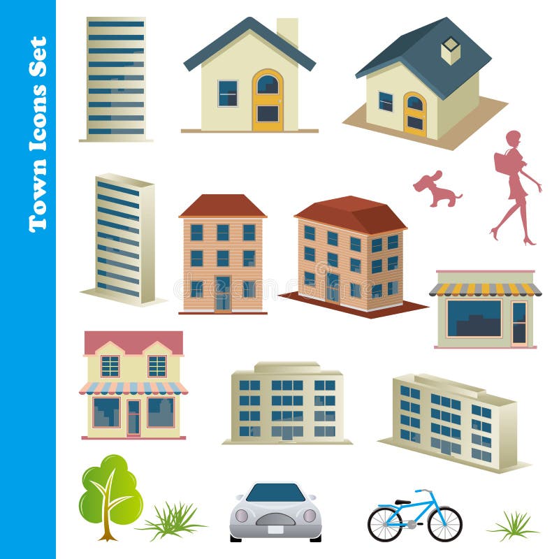 Small town illustration stock vector. Illustration of colors - 4927885