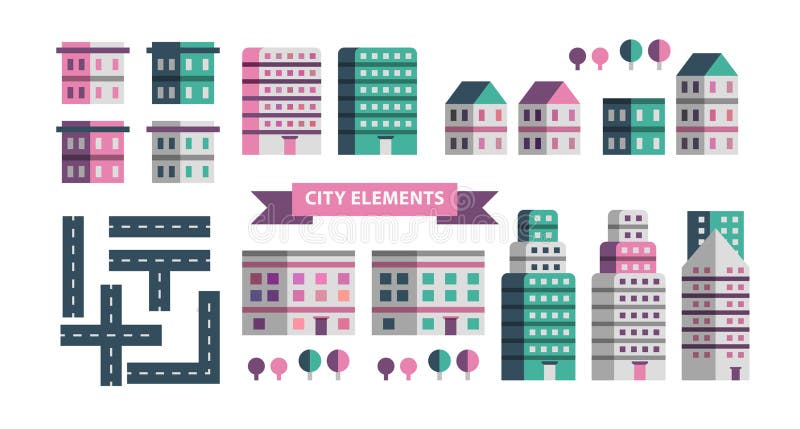 Town Infographic Elements. Vector City Elements. Vector Illustration ...
