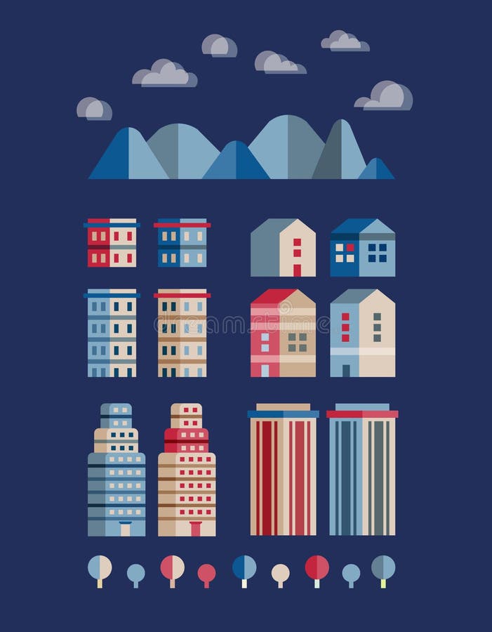 Town Infographic Elements. Vector City Elements. Vector Illustration ...