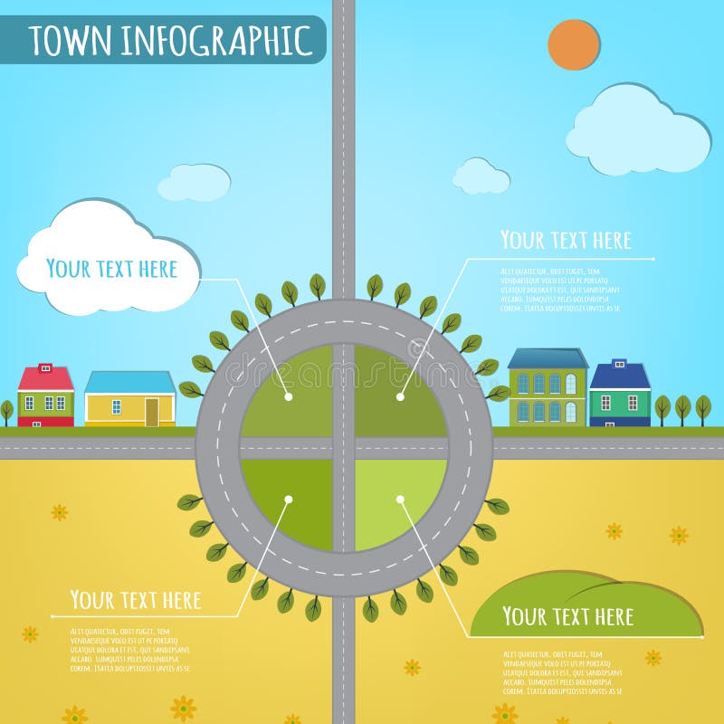 Town infographics stock vector. Illustration of infographic - 56524406