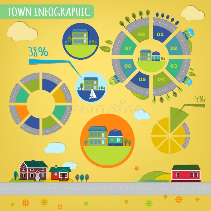 Town infographics stock vector. Illustration of city - 56524419