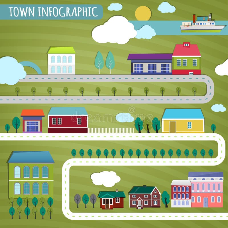 Town infographics stock vector. Illustration of city - 56524419