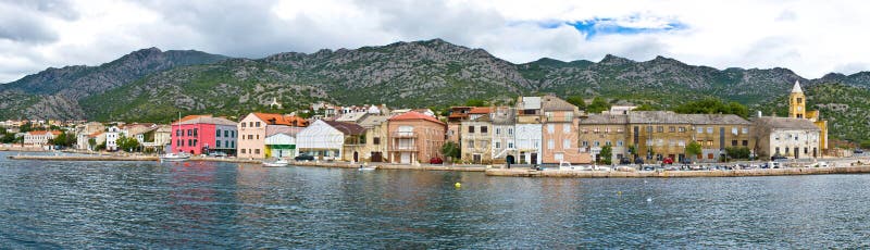 Town of Karlobag Panoramic Waterfront View Stock Image - Image of ...